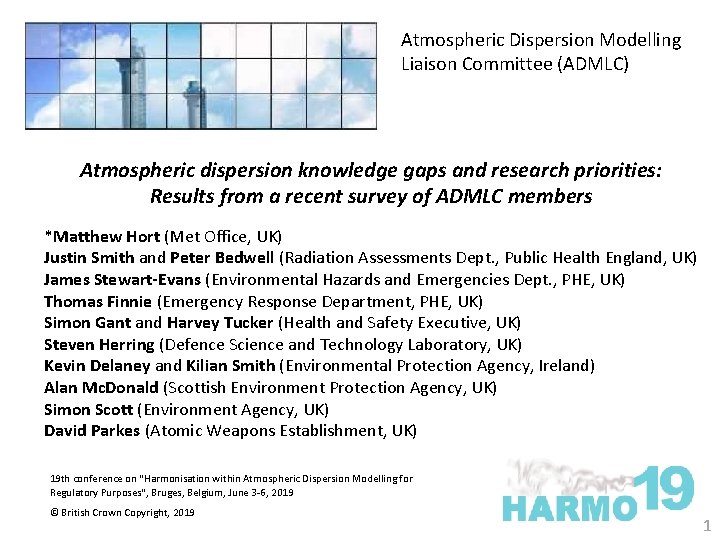 Atmospheric Dispersion Modelling Liaison Committee ADMLC Atmospheric dispersion