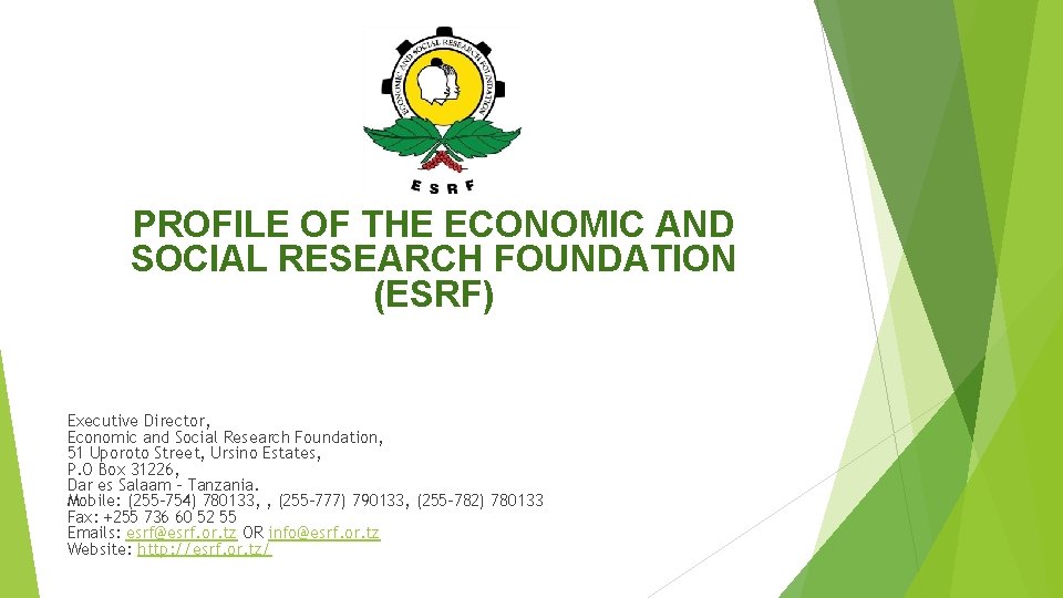PROFILE OF THE ECONOMIC AND SOCIAL RESEARCH FOUNDATION