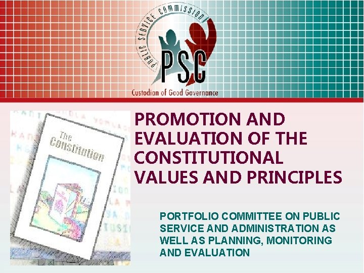 PROMOTION AND EVALUATION OF THE CONSTITUTIONAL VALUES AND