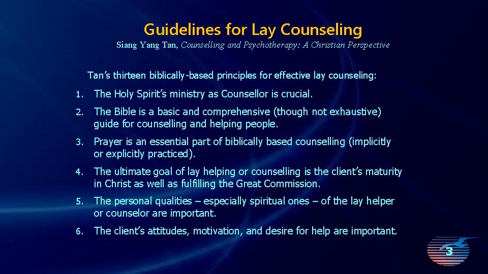 2 C 1221 Biblical Counselling Basic guidelines for