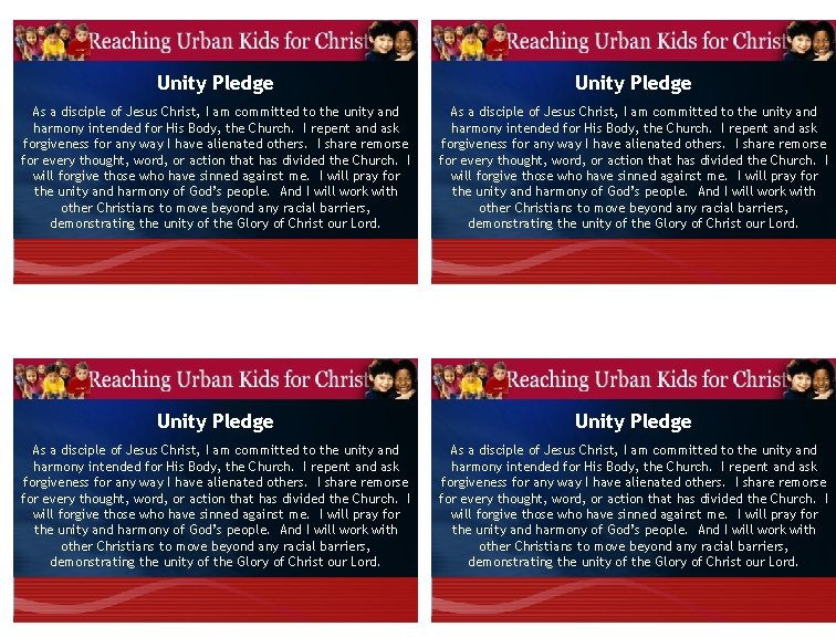 Unity Pledge As a disciple of Jesus Christ