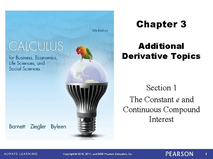 Chapter 3 Additional Derivative Topics Section 1 The
