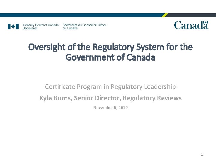 Oversight of the Regulatory System for the Government