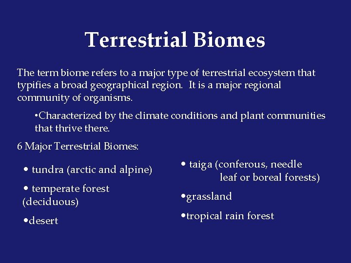 Biodiversity of World Biomes The Biosphere In 2002