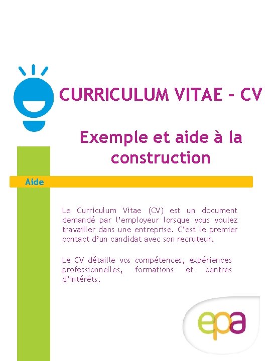 CURRICULUM VITAE CV Exemple et aide la construction