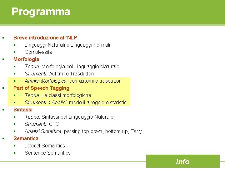 Elaborazione del linguaggio naturale part of speech Maria
