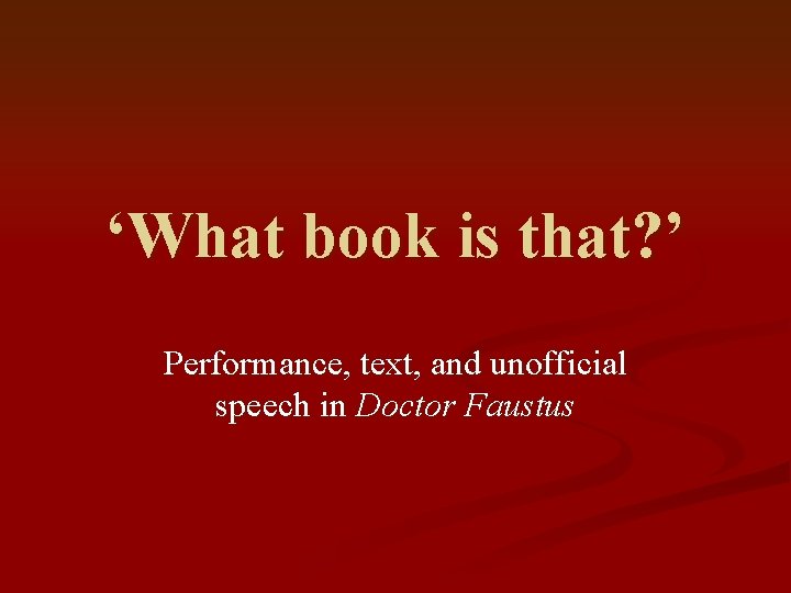 What book is that Performance text and unofficial