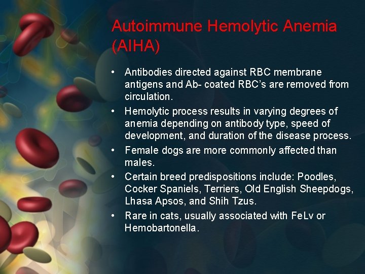 Anemia Thrombocytes and Blood Parasites Clinical Pathology Autoimmune
