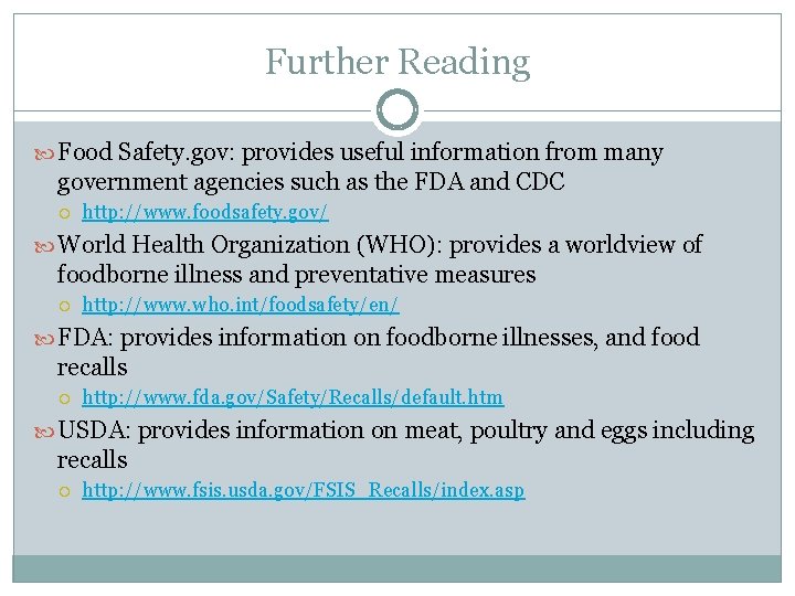 Food Safety SARAH WALDEN PH D PUBLIC HEALTH