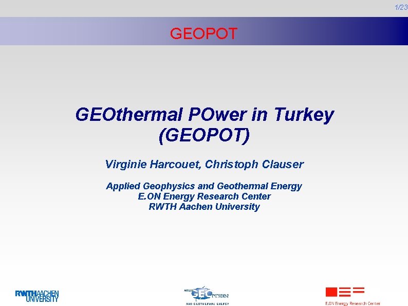 123 GEOPOT GEOthermal POwer in Turkey GEOPOT Virginie
