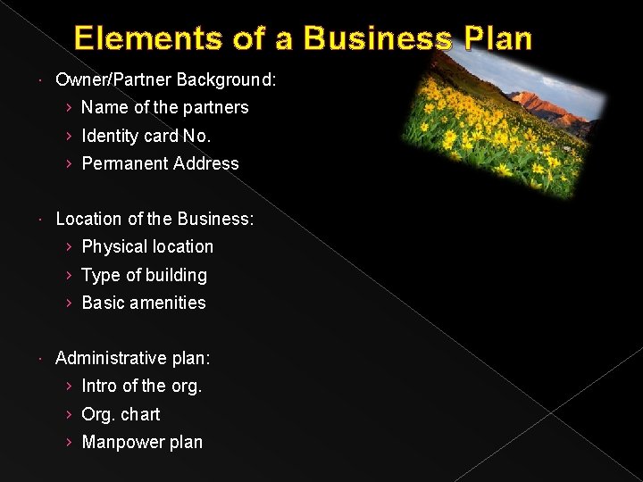 CHAPTER 5 BUSINESS PLAN AND SOURCES OF FINANCING
