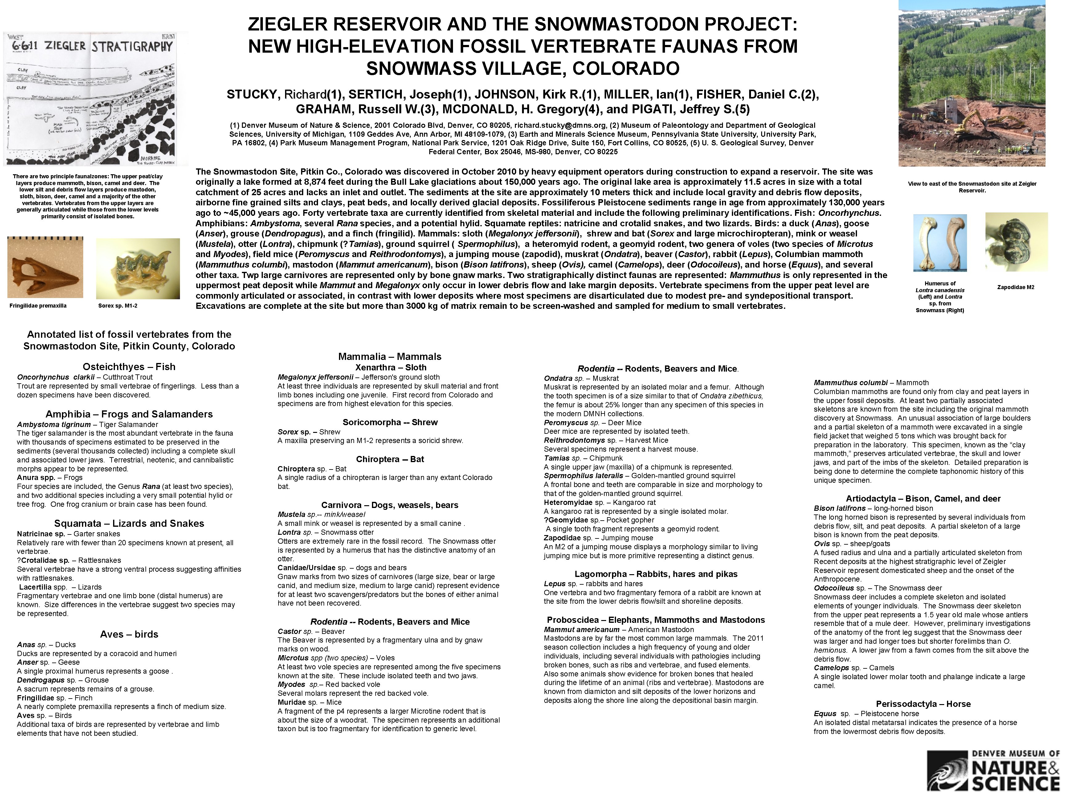 ZIEGLER RESERVOIR AND THE SNOWMASTODON PROJECT NEW HIGHELEVATION