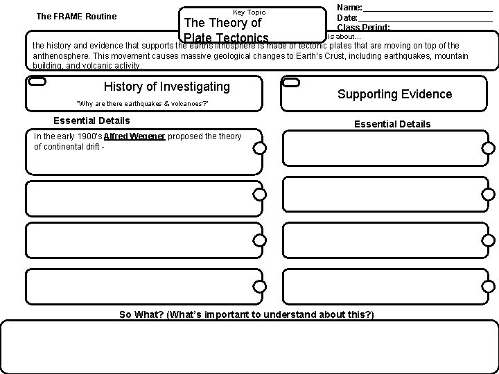 Open Class Website Current Unit Earths Features Access