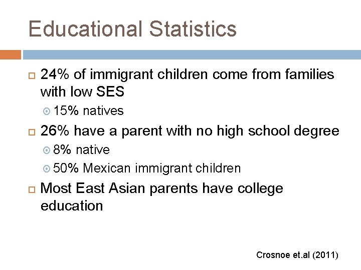 IMMIGRANT CHILDREN IN SCHOOLS In this Presentation Statistics