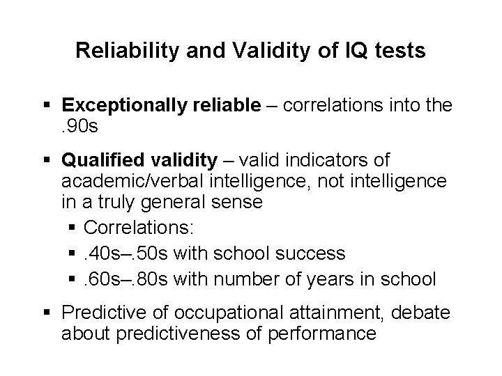 Chapter 9 Intelligence and Psychological Testing Principle Types