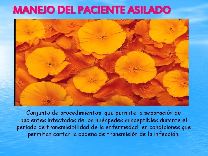 PACIENTE AISLADO DEFINICION Un paciente que por sus