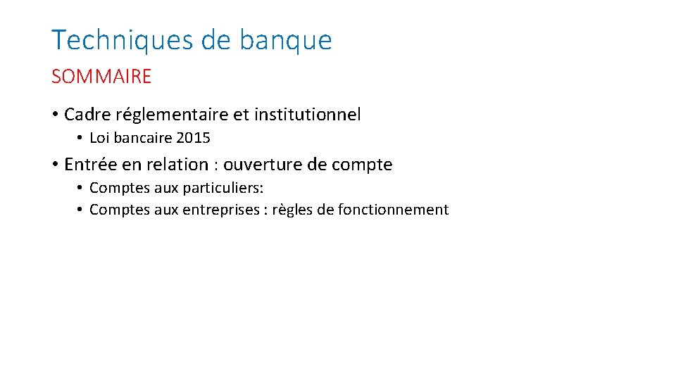 Techniques de banque et de crdit Semestre 6