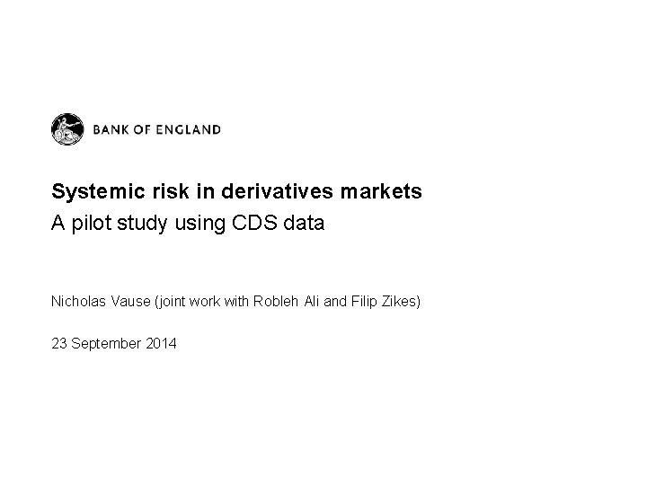 Systemic risk in derivatives markets A pilot study
