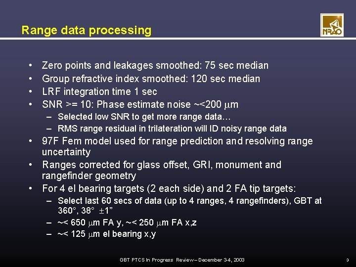 Laser Rangefinder Update 9503 Experiment K Constantikes GBT