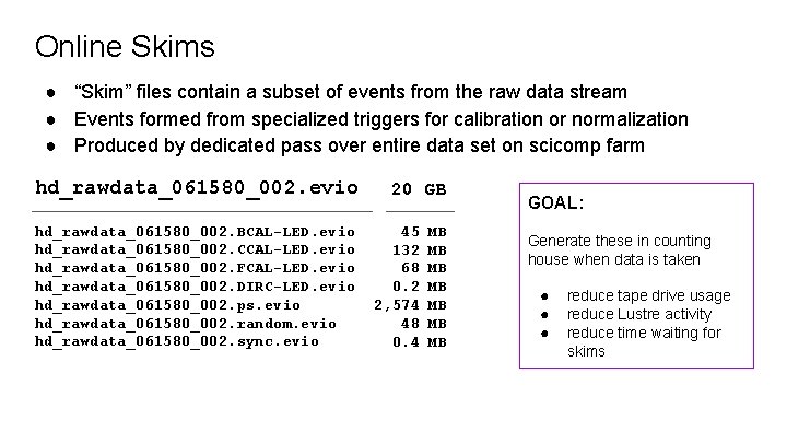 HallD Online Skim System to be named later
