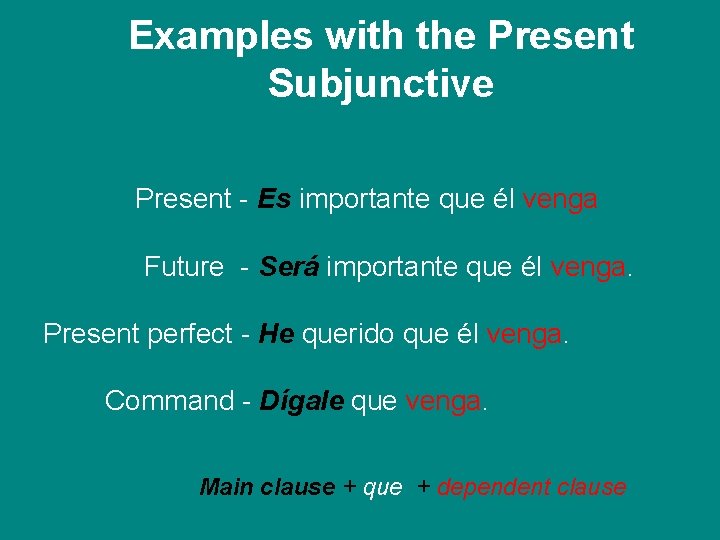 Imperfect or Past Subjunctive P 6 The Subjunctive