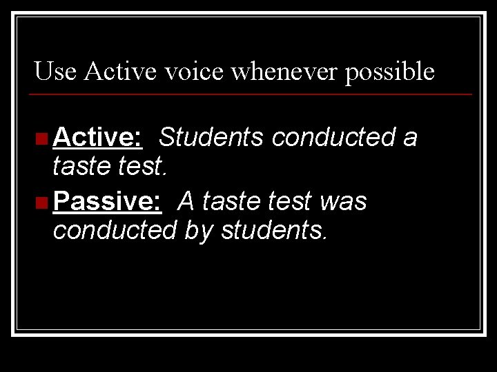 Active and Passive Voice verb form that shows