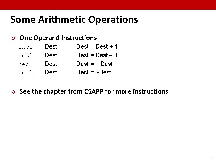 Assembly Programmers View CPU Registers PC Condition Codes