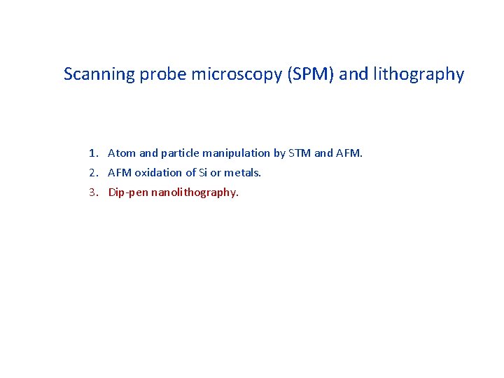 Scanning probe microscopy SPM and lithography 1 Atom