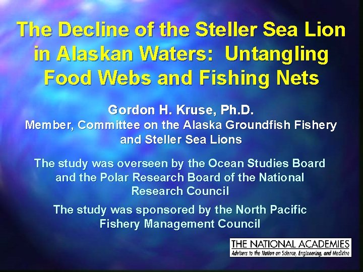 The Decline of the Steller Sea Lion in