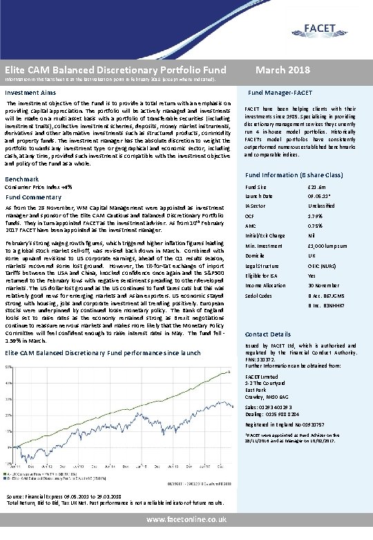 Elite CAM Balanced Discretionary Portfolio Fund March 2018