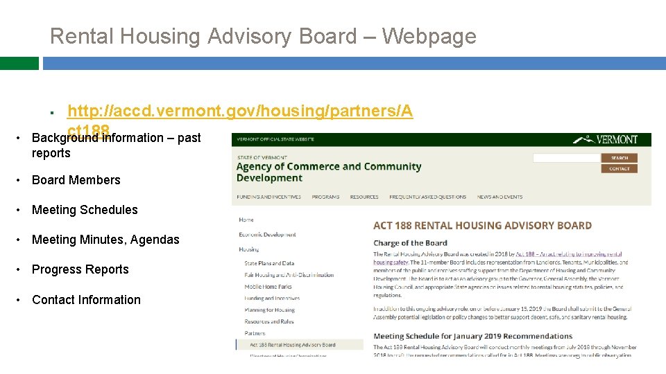 Act 188 Rental Housing Advisory Board Outline Creation