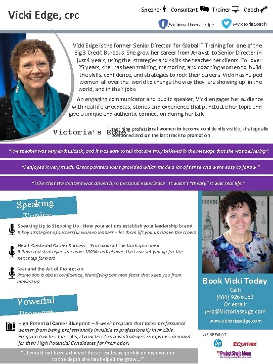 Vicki Edge CPC Speaker Consultant Trainer victoria thomasedge