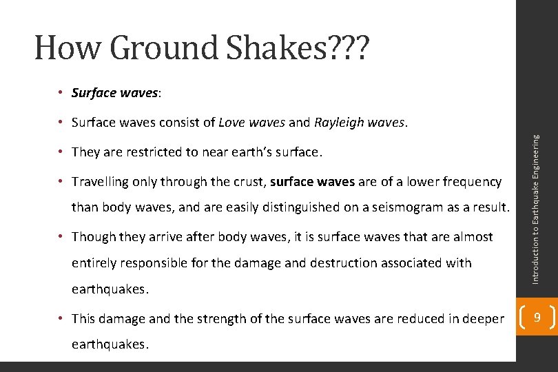 Introduction to Earthquake Engineering Lec2 1 List of