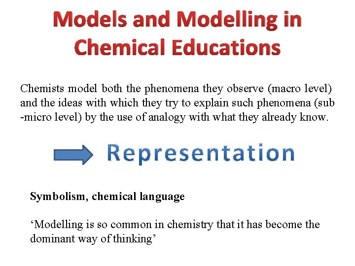 Models and Modelling in Chemical Educations Chemists model