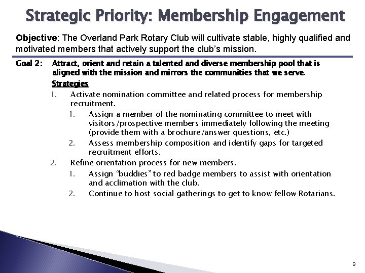 Overland Park Rotary Club Strategic Plan 2014 2017