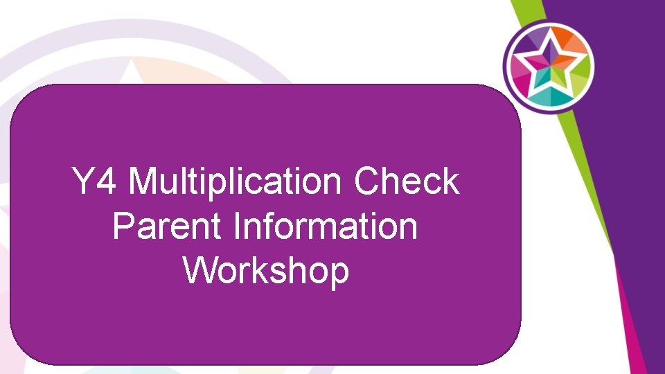 Y 4 Multiplication Check Parent Information Workshop Why