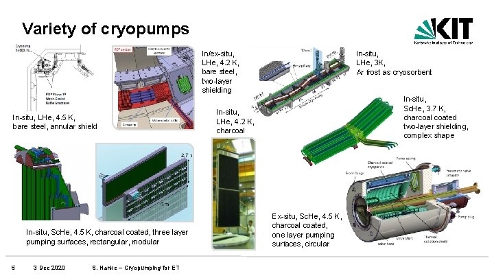 Cryopumping for ET S Hanke K Battes Chr