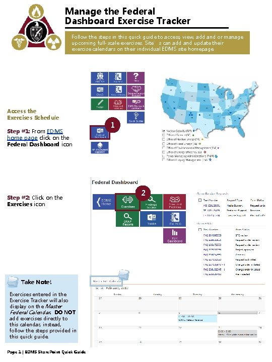 Manage the Federal Dashboard Exercise Tracker Follow the