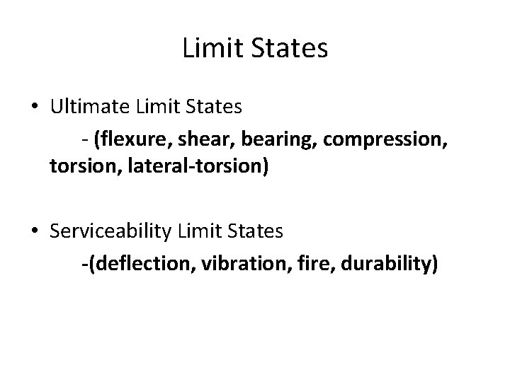 Design of Laterally Restrained Beams Beam classification Main