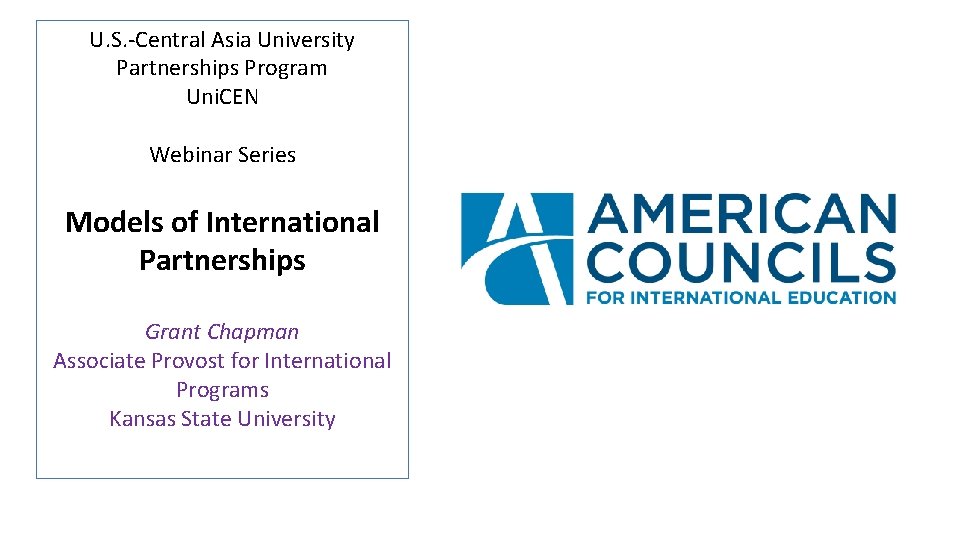 U S Central Asia University Partnerships Program Uni