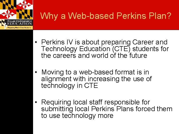 Implementing a Webbased Perkins Plan JeanneMarie S Holly