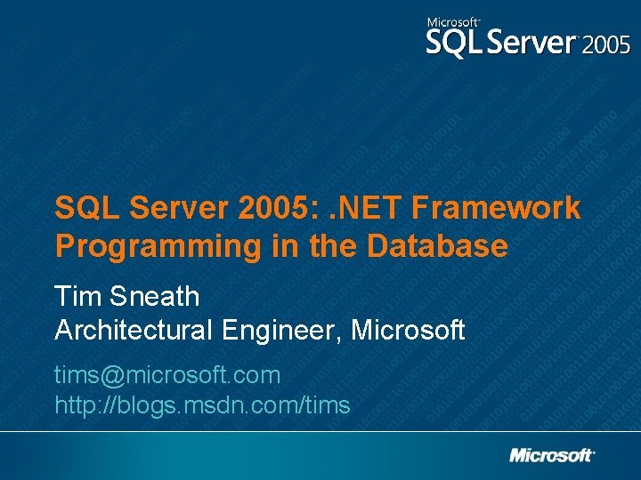 SQL Server 2005 NET Framework Programming in the