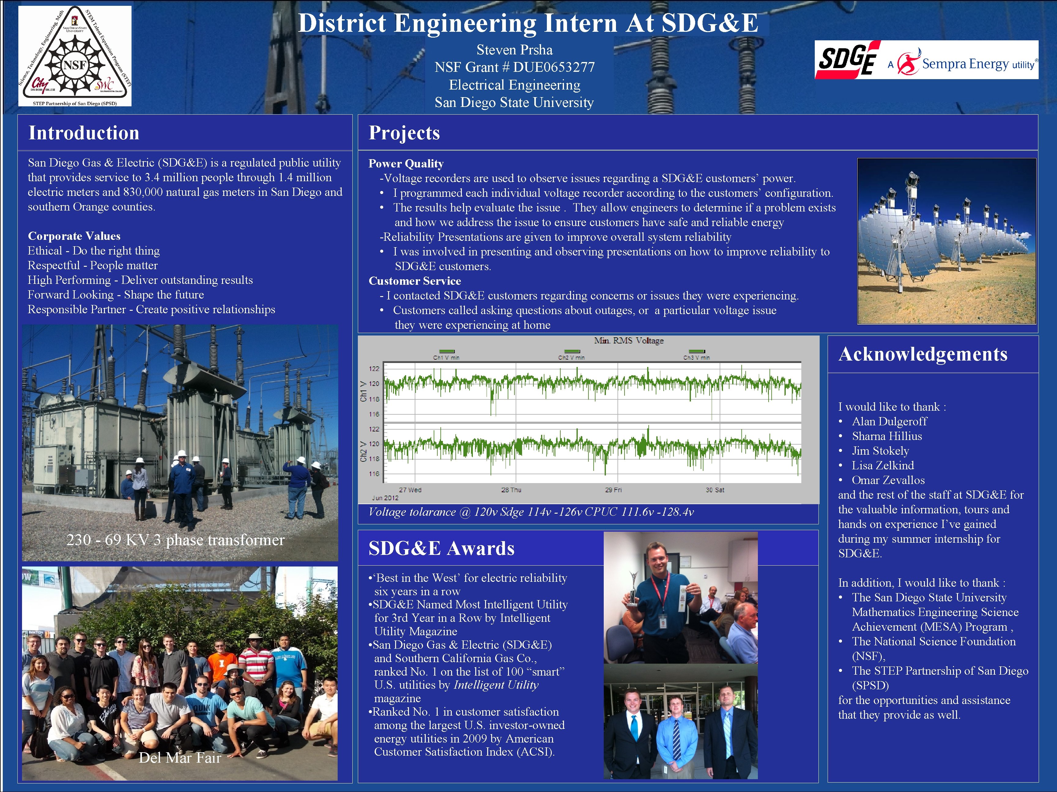 District Engineering Intern At SDGE Steven Prsha NSF