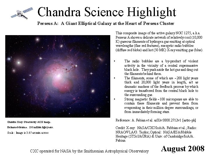 Chandra Science Highlight Perseus A A Giant Elliptical