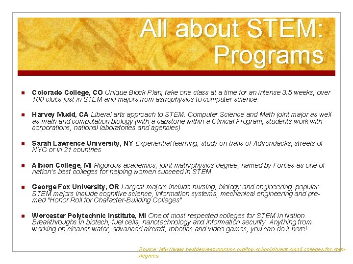 All about STEM College Monday Workshop All about