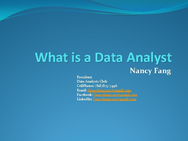 What is a Data Analyst Nancy Fang President