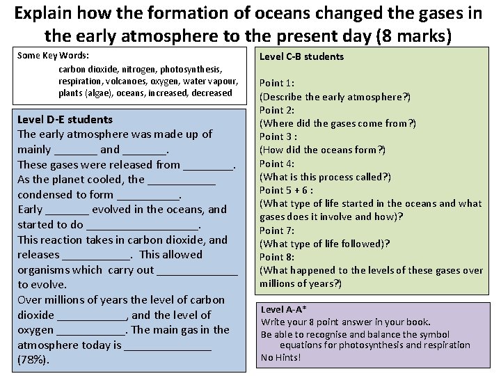 Explain how the formation of oceans changed the