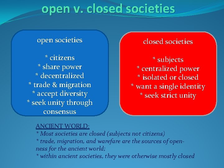 open v closed societies distribution of power social