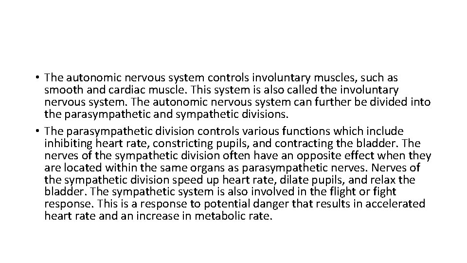 Biopsychology Syllabus The divisions of the nervous system