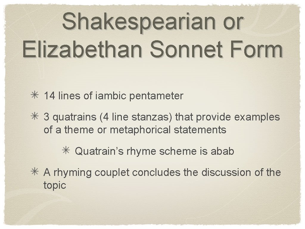 Sonnets What is a Sonnet A formal structured